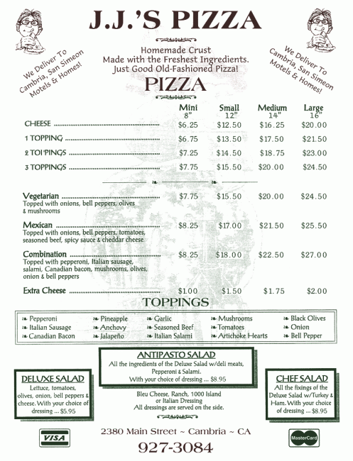 J J's Pizza, Cambria, CA - California Beaches